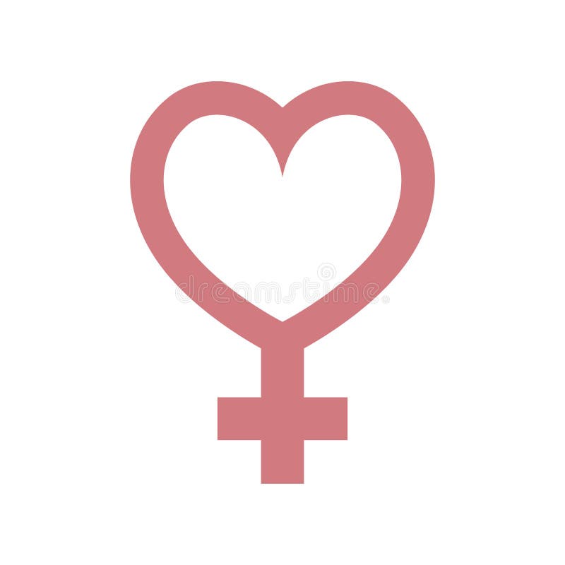Gender Female Symbol With Ribbon And Thunderbolt Stock Illustration