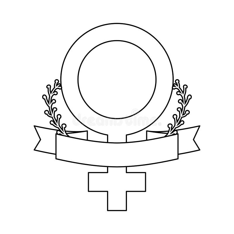 Gender Female Symbol in Triangle with Thunderbolts Stock Illustration ...