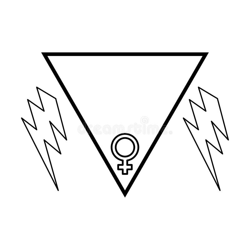 Gender Female Symbol in Triangle with Thunderbolts Illustration Stock ...