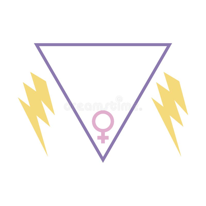 Gender Female Symbol in Triangle with Thunderbolts Illustration Stock ...