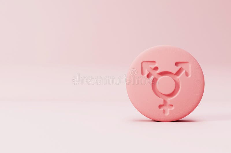Gender Hormone Pill with a Transgender Symbol. 3D Rendering Stock ...