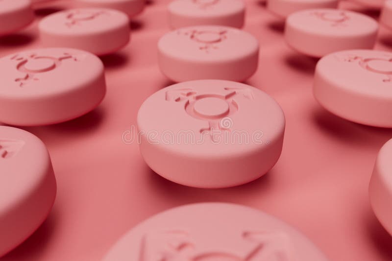 Gender Hormone Pill with a Transgender Symbol. 3D Rendering Stock ...