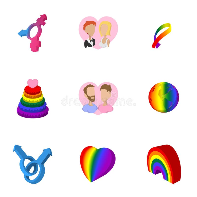 Gender Minorities Icons Set, Cartoon Style Stock Vector - Illustration ...