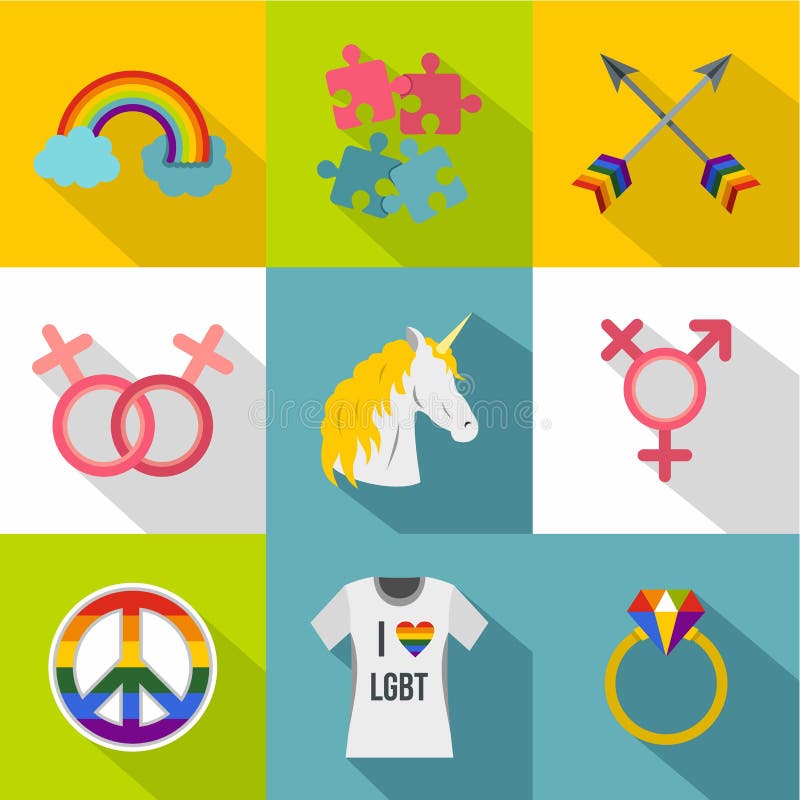 Gender Minorities Icons Set, Flat Style Stock Vector - Illustration of ...