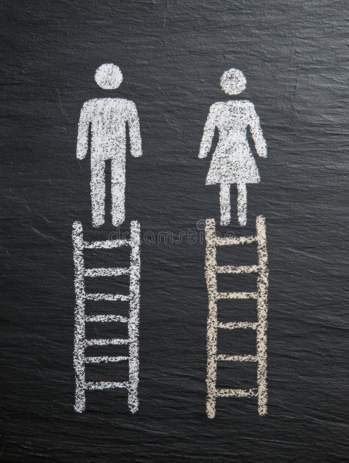 Gender Representation in Workforce Illustrated through Figures on Ladders Placed Side by Side ...