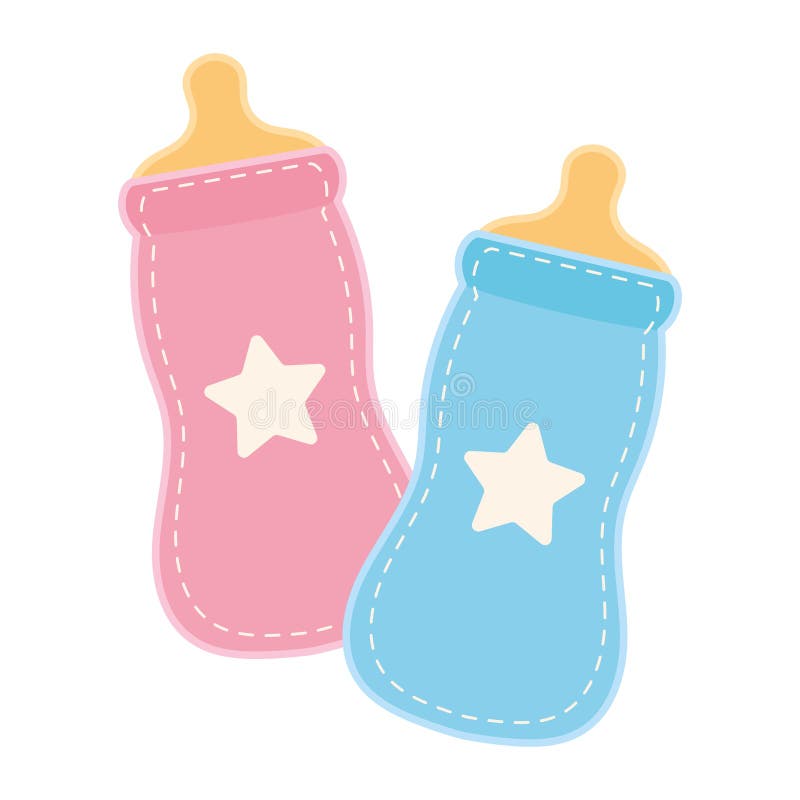 Gender Reveal Pink and Blue Bottle Stock Vector - Illustration of ...