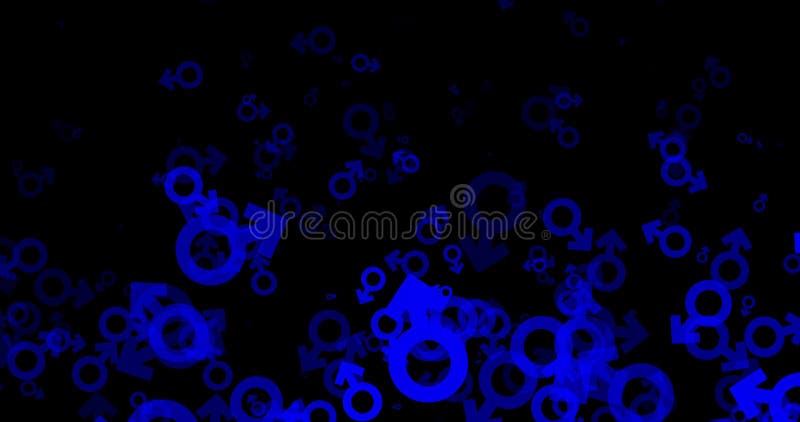 Gender Symbol Icons in Blue on Black Stock Footage - Video of ...