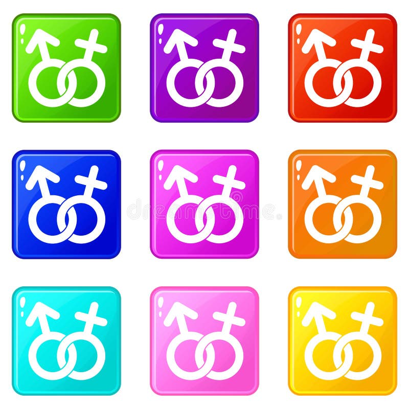Gender symbol icons 9 set stock vector. Illustration of feminine - 96153899