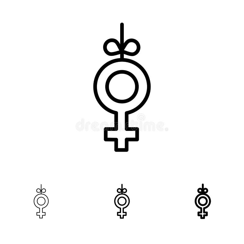 Gender, Symbol, Ribbon Bold and Thin Black Line Icon Set Stock Vector ...