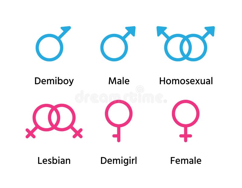 Gender Symbols Orientation Signs Vector Illustration Set Outline