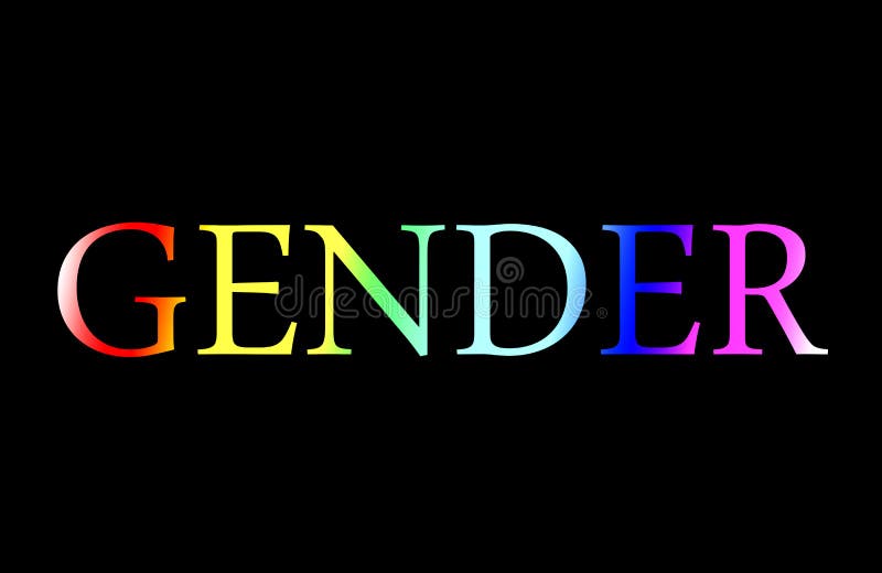Gender Word In Rainbow Colours Isolated On Black Background