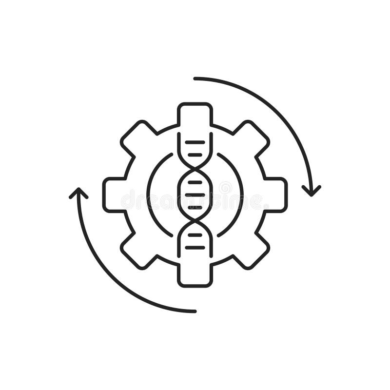 Gene Editing Like Thin Line Dna and Gear Icon Stock Illustration ...