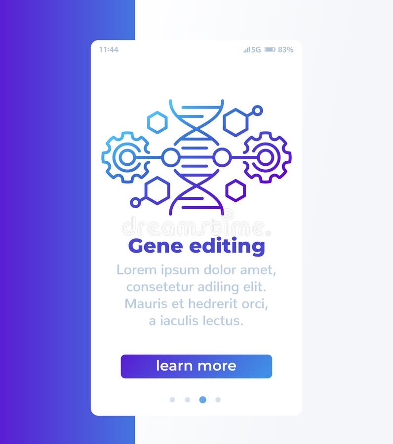 Gene Editing Mobile App Page Design Stock Vector - Illustration of line ...