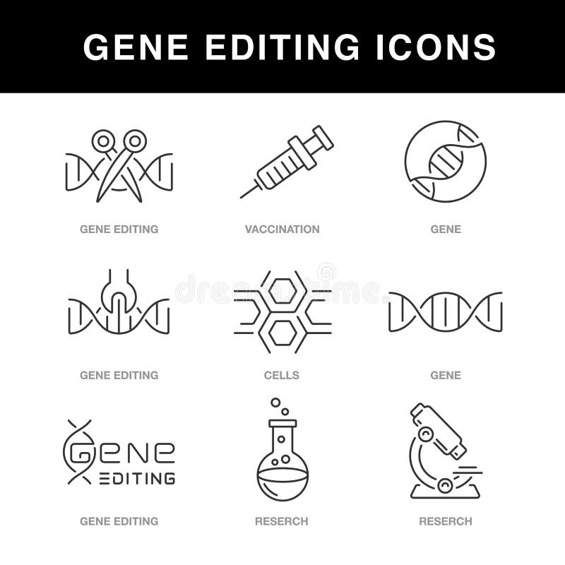 Dna Gene Icons Set. Scientific Genes Spiral Pictograms, Isolated Helix ...