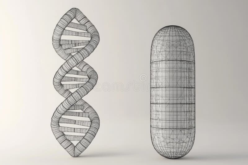Gene Therapy DNA 3D Chemical Molecule Structure in Low Poly Style with ...
