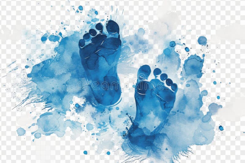 Blue Footprints of a Man on a White Background. Illustration Imagen de ...