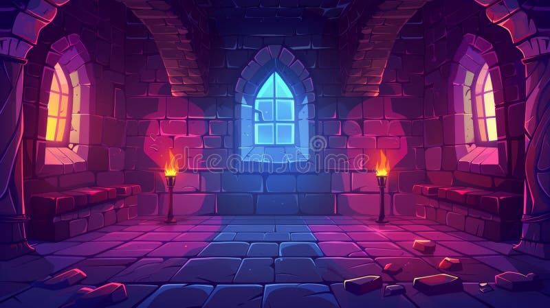 Animated Cartoon Illustration Depicting an Interior of a Castle Dungeon ...