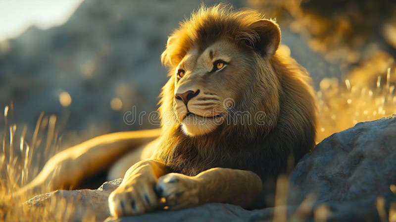 Majestic Lion King Wildlife Photography on Mountain Peak Nature Animal ...