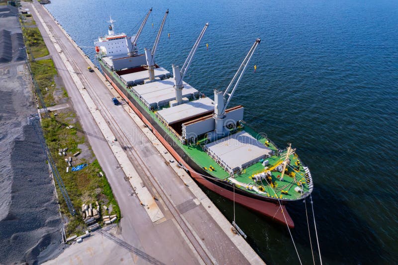 General Cargo Ship is Loaded with Sand at the Port Stock Image - Image ...
