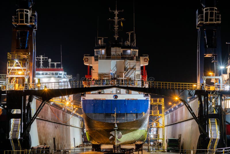 Ship in floating dock stock image. Image of liner, maritime - 260471975