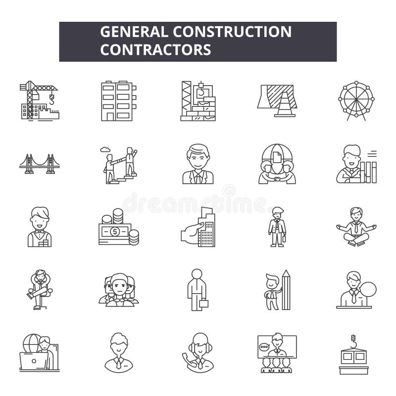 General Construction Contractors Line Icons, Signs, Vector Set, Outline ...
