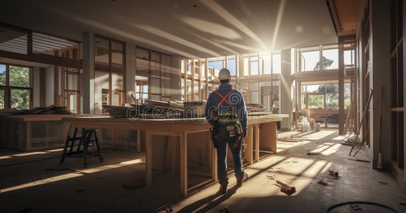 A General Contractor at Work in a Contemporary House. Generative AI ...