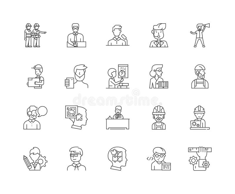 General Contractors Line Icons, Signs, Vector Set, Outline Illustration ...