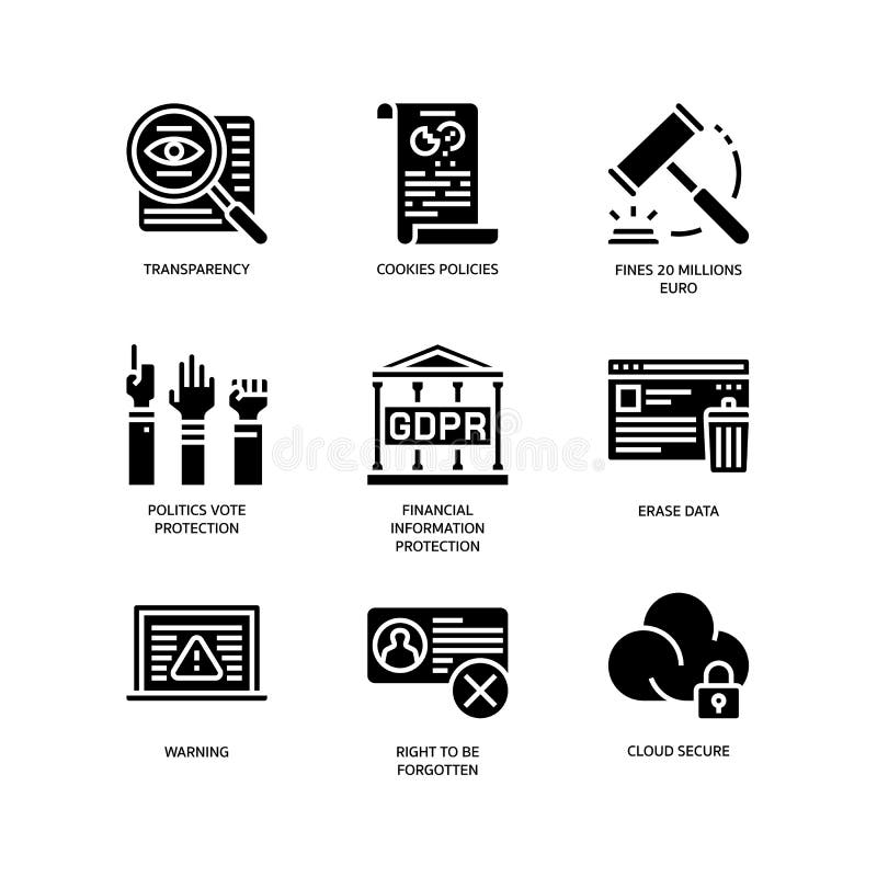 General Data Protection Regulation GDPR Icons Stock Vector ...