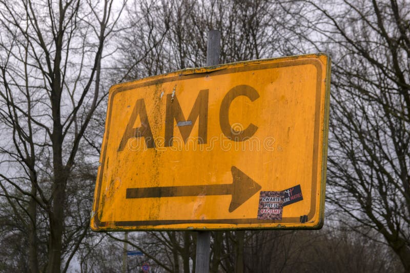 General Direction Sign AMC Hospital at Amsterdam the Netherlands 20-3 ...