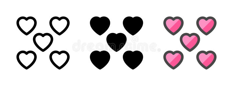 Multipurpose Hearts Vector Icon in Outline, Glyph, Filled Outline Style ...
