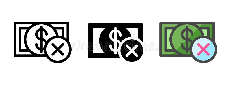 Multipurpose Cross Money Vector Icon in Outline, Glyph, Filled Outline ...
