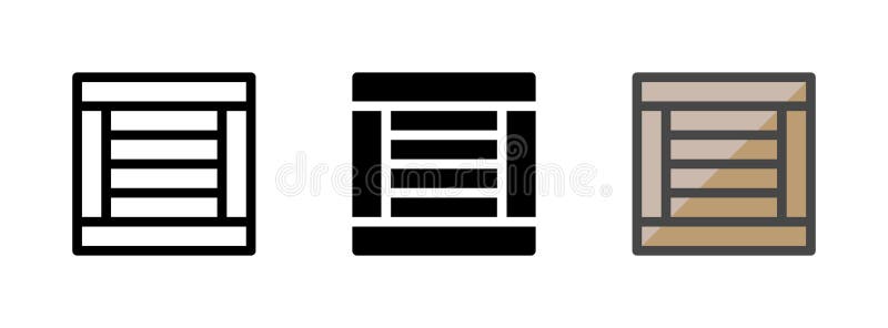 Multipurpose Wooden Box Vector Icon in Outline, Glyph, Filled Outline ...
