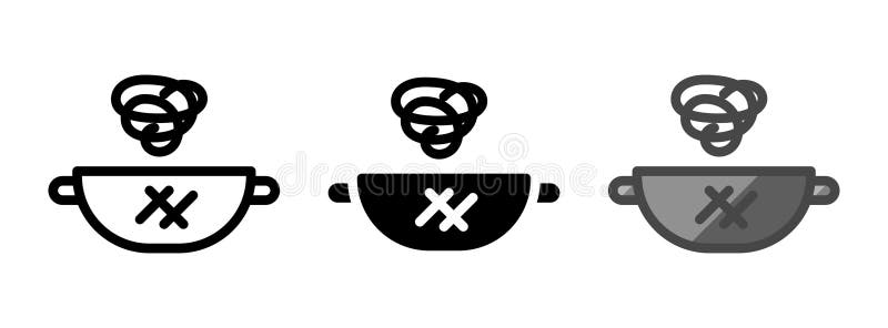 Multipurpose Scorched Pan Vector Icon in Outline, Glyph, Filled Outline ...