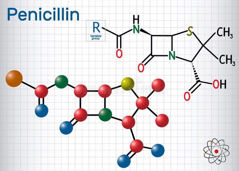 Penicillin Molecule, Structural Formula and 3d Structure Stock ...