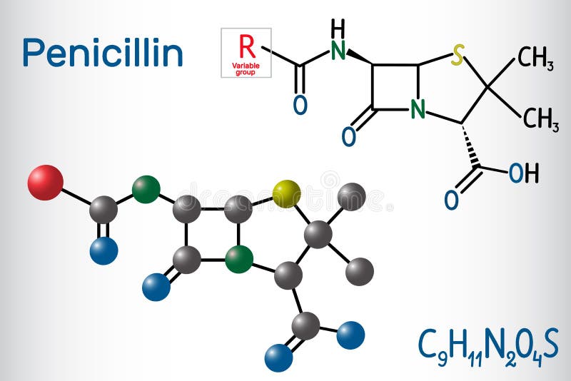 Benzylpenicillin, Chemical Structure and Skeletal Formula of Penicillin ...