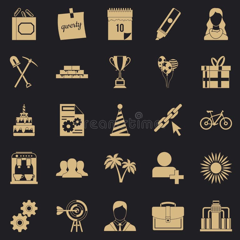General Icons Set, Simple Style Stock Vector - Illustration of ...