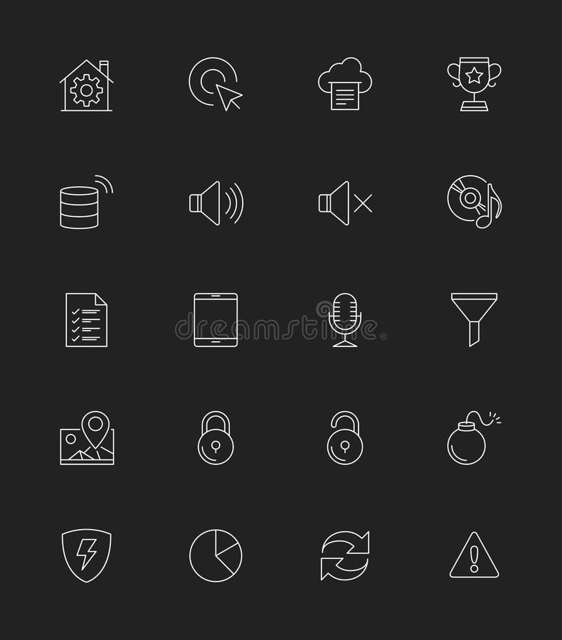 General Icons Set 3, Thin Line - Vector Illustration Stock Vector ...