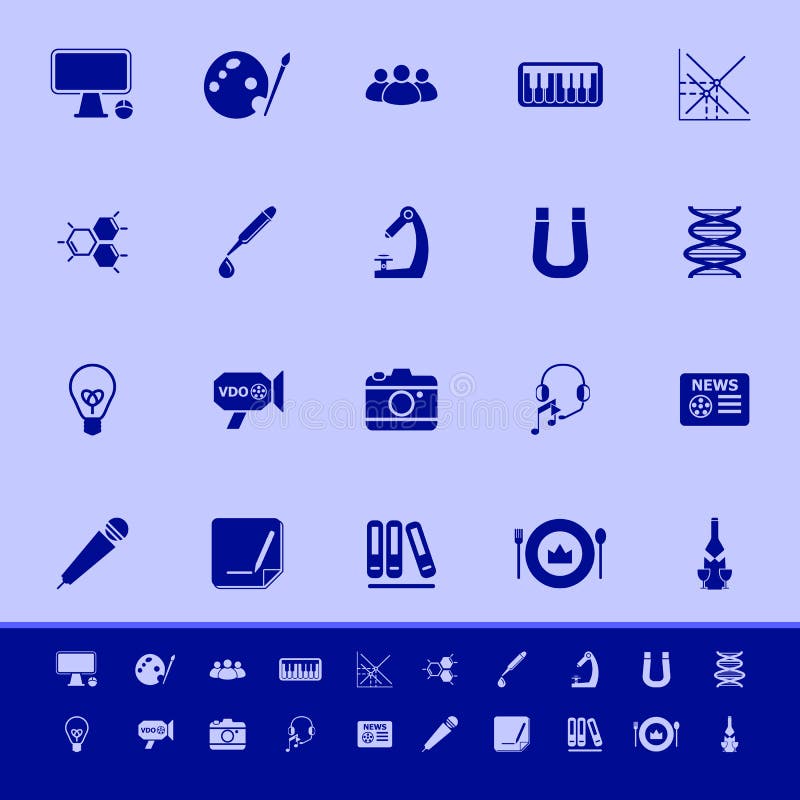 General Learning Color Icons on Blue Background Stock Vector ...