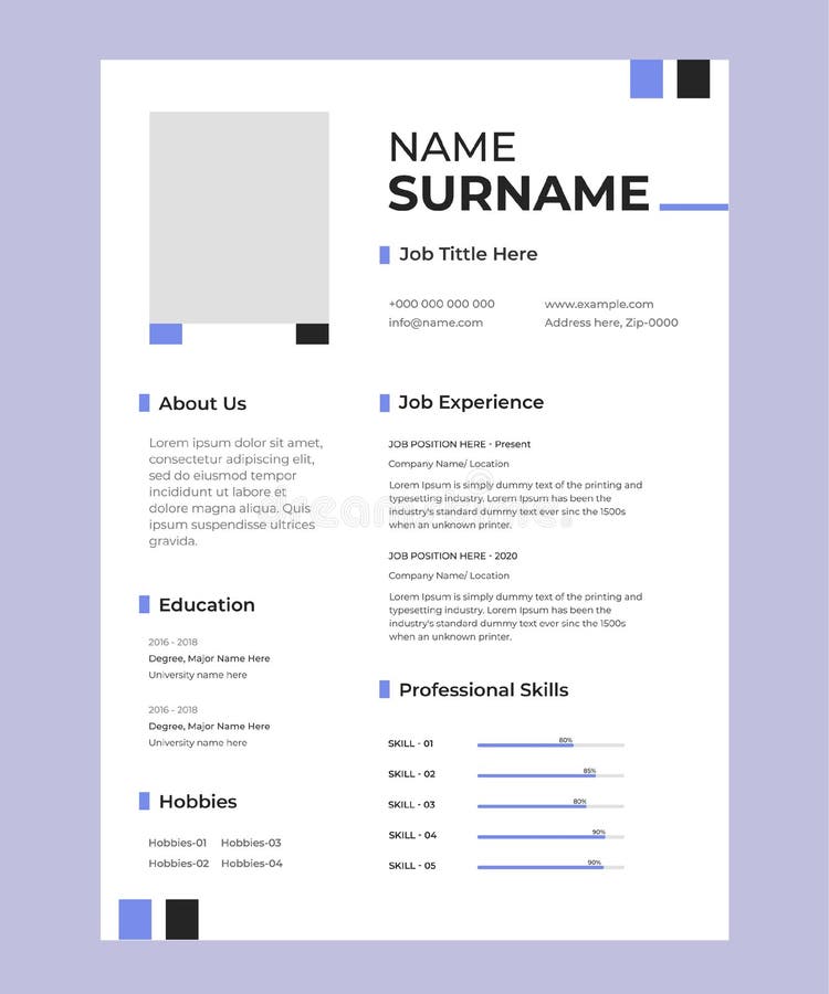 General and Minimal Cv Resume Template Stock Vector - Illustration of resume, minimal: 272352270