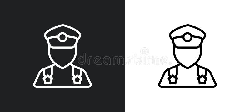 General Outline Icon in White and Black Colors. General Flat Vector ...