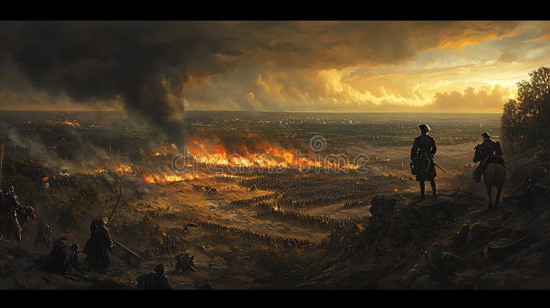 A General Overlooking a Battlefield from a High Vantage Point Stock ...