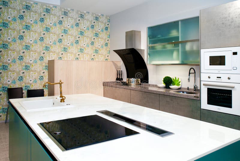 General Plan of an Induction Cooker and a Sink. Stock Photo - Image of ...