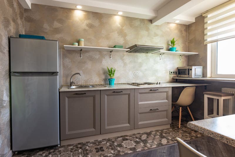 The General Plan of the Working Area in the Apartment Kitchen Stock ...