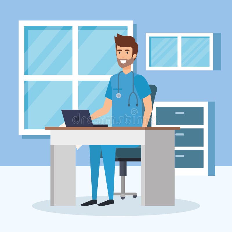 General Practitioner in Consulting Room Stock Vector - Illustration of ...