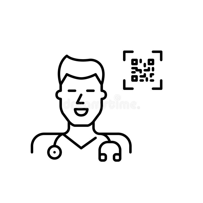 General Practitioner Doctor with Stethoscope and Qr Code. Telemedicine ...
