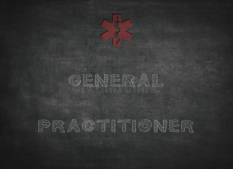 General Practitioner- Text Concept on Blackboard from Black Background ...
