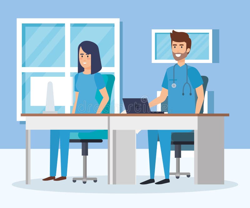 General Practitioners in Consulting Room Stock Vector - Illustration of ...