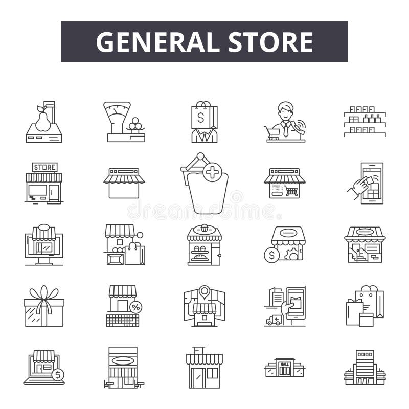 General Store Line Icons, Signs, Vector Set, Outline Illustration ...