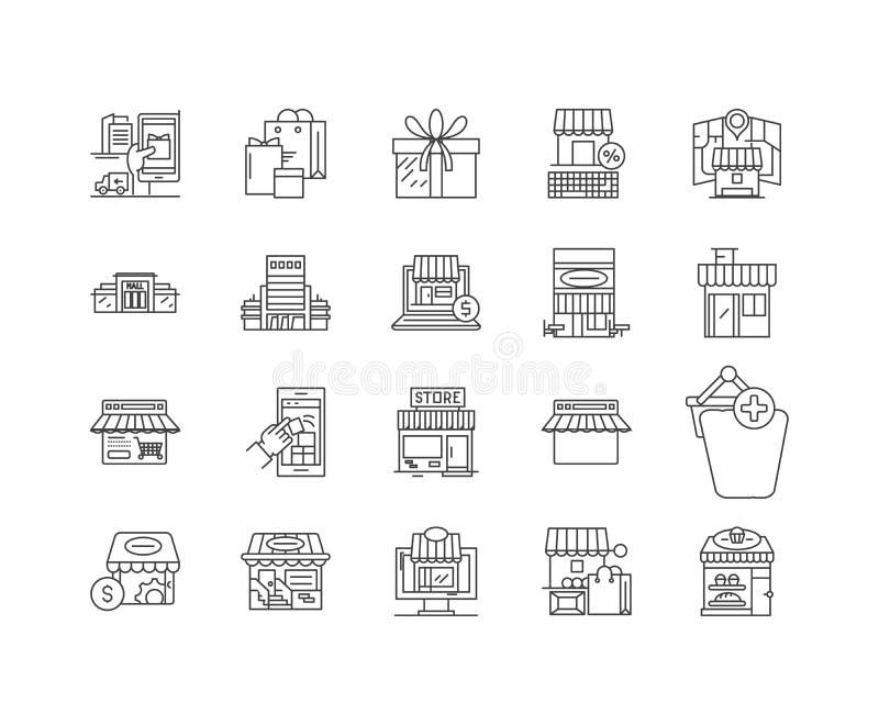 General Store Line Icons, Signs, Vector Set, Outline Illustration ...