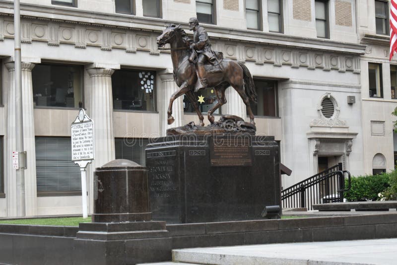 General Thomas Stone Mall Jackson Confederate Statue. Stock Photo ...